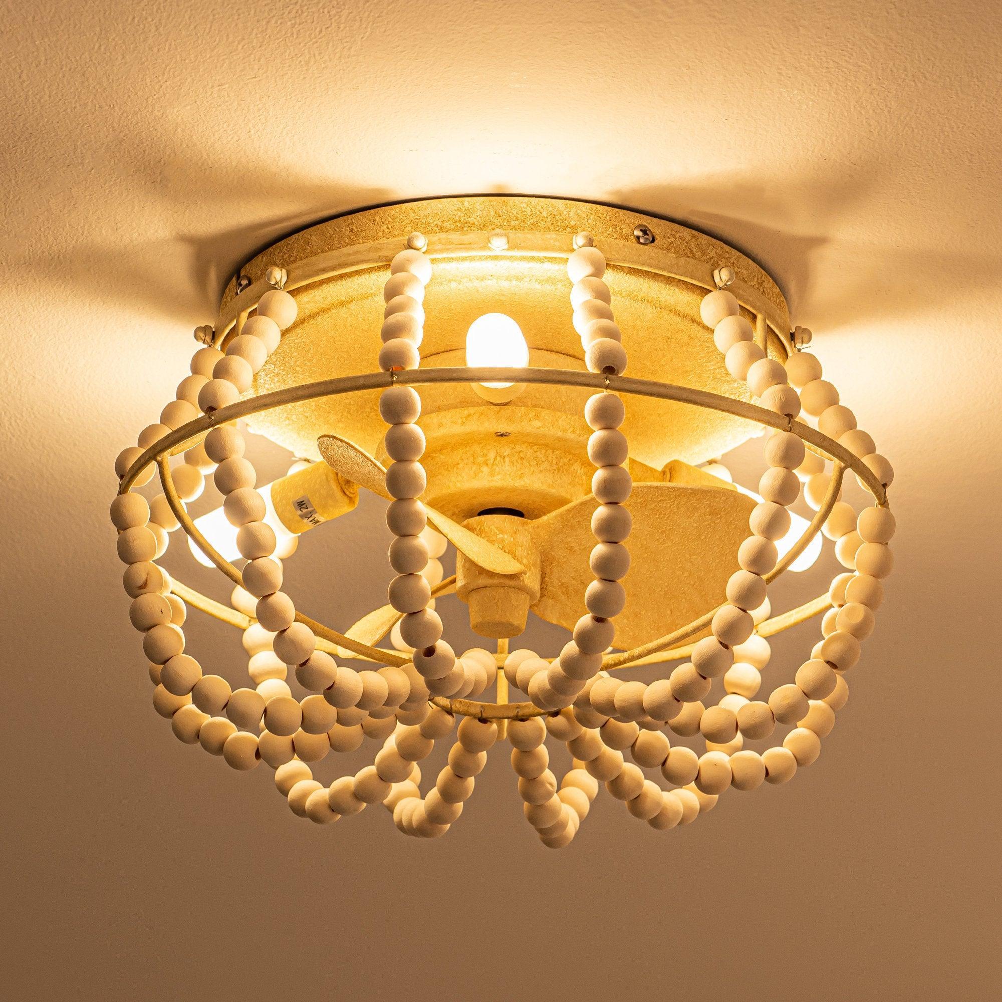 13" Hamptons Farmhouse DC Motor Flush Mount Reversible Ceiling Fan wit ...