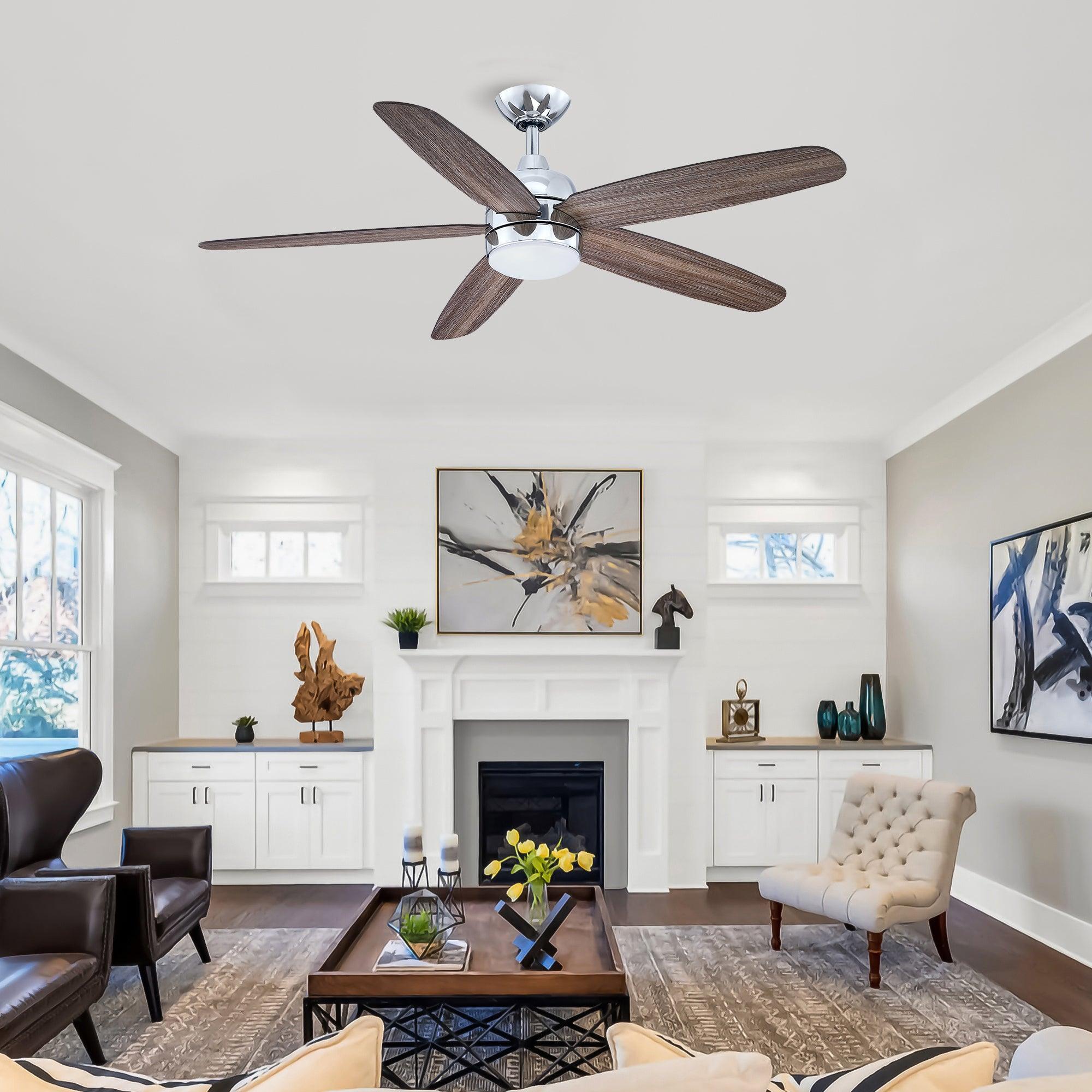 52" Dicken Hamptons Farmhouse Downrod Mount Reversible Ceiling Fan wit ...