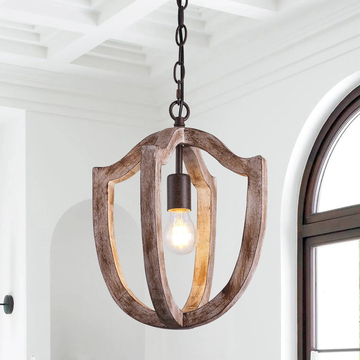 1-Light Rustic Wooden Pendant Lighting — ParrotUncle.AU